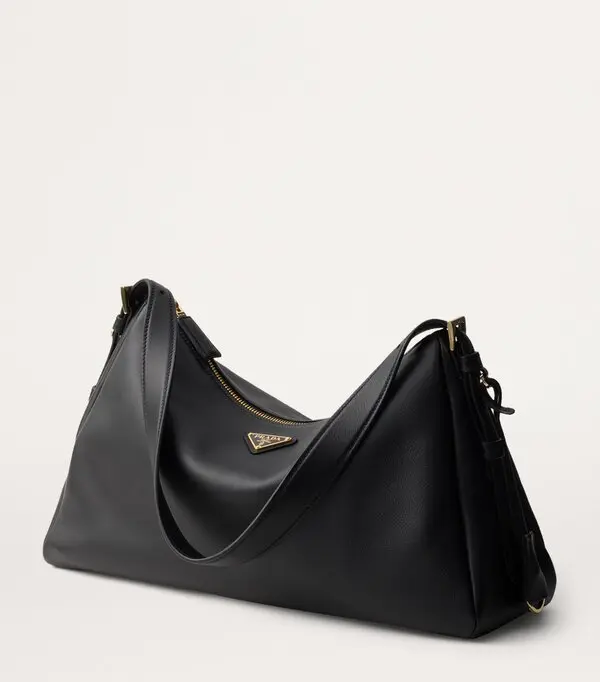 Prada Large Calf Leather Aimée Shoulder Bag - Black