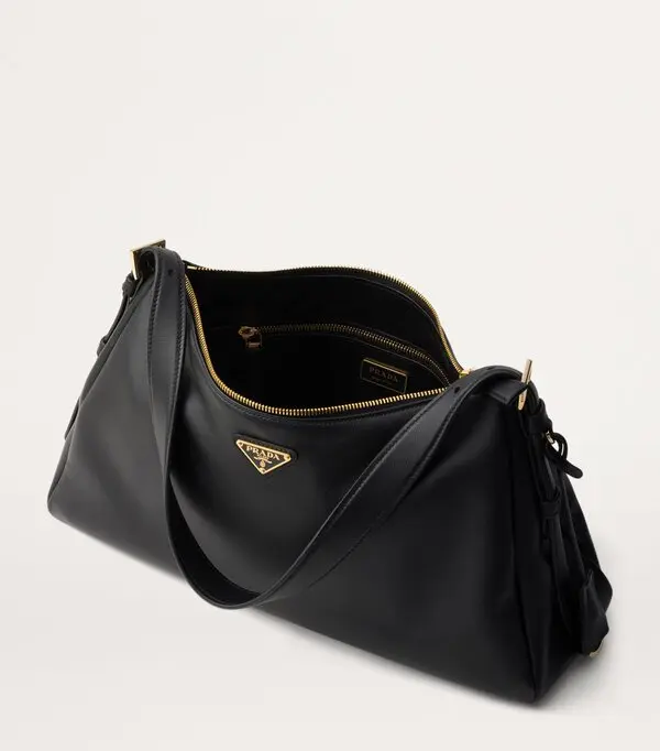 Prada Large Calf Leather Aimée Shoulder Bag - Black