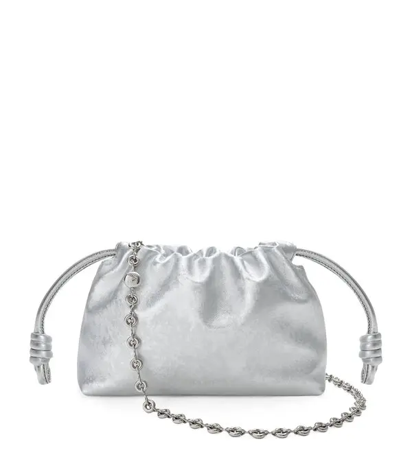 Loewe Mini Leather Flamenco Clutch - Silver