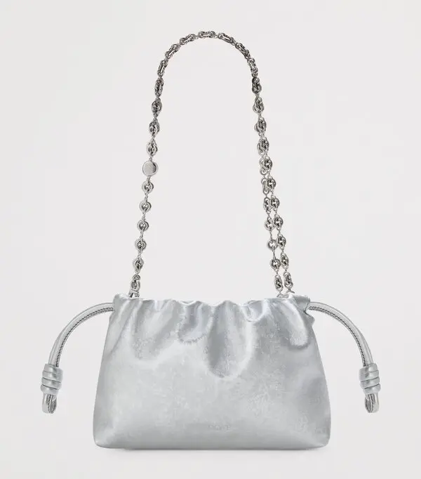 Loewe Mini Leather Flamenco Clutch - Silver