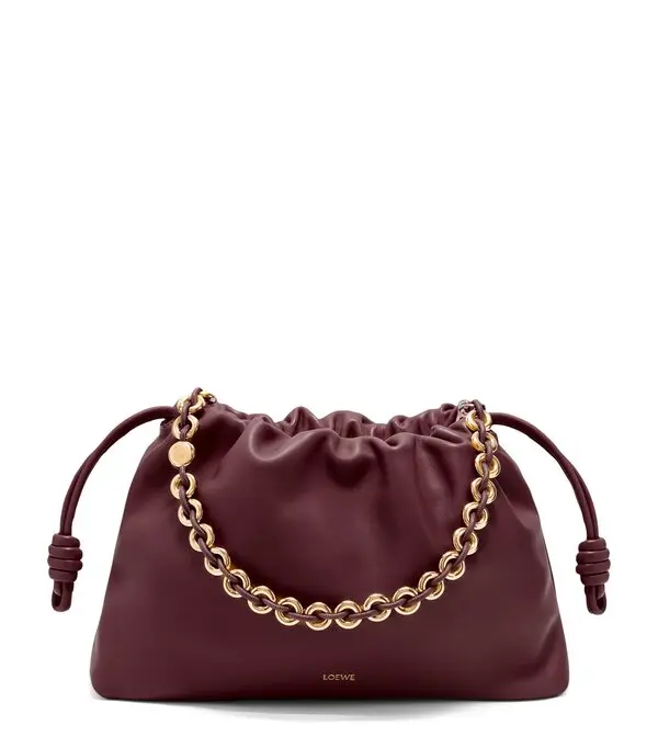 Loewe Large Leather Flamenco Purse - Burgundy