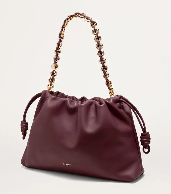 Loewe Large Leather Flamenco Purse - Burgundy