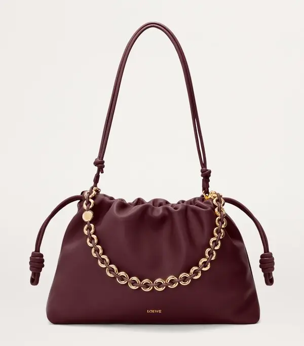 Loewe Large Leather Flamenco Purse - Burgundy