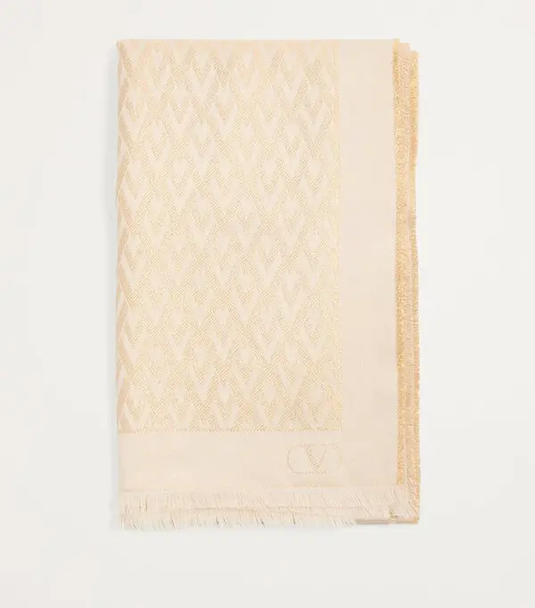 Valentino Garavani Silk-blend Monogram Stole - Ivory