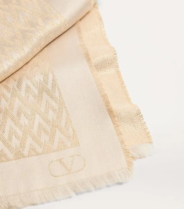 Valentino Garavani Silk-blend Monogram Stole - Ivory