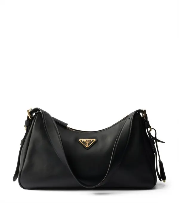 Prada Aimée Leather Shoulder Bag - Black