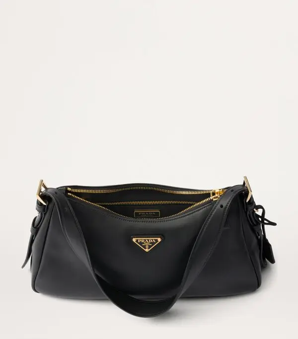 Prada Aimée Leather Shoulder Bag - Black