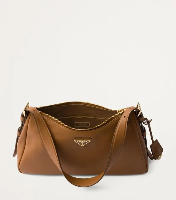 Prada Aimée Leather Shoulder Bag - Brown