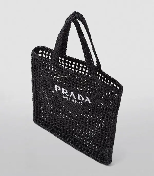 Prada Crochet Tote Bag - Black