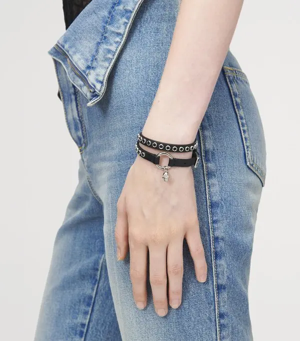 Alexander McQueen Leather Skull Bracelet