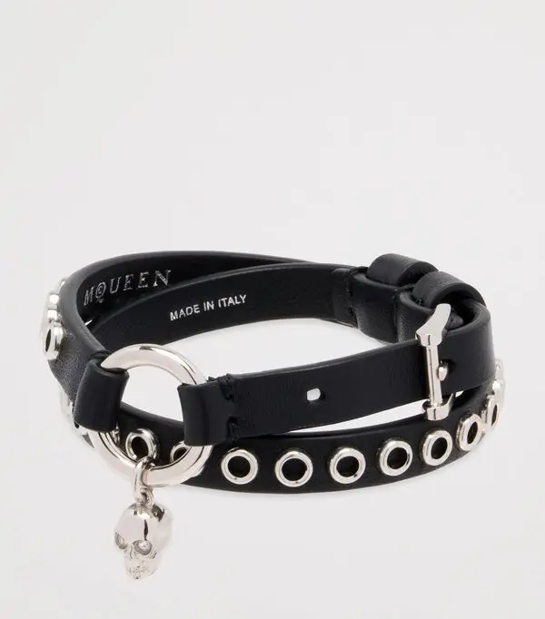 Alexander McQueen Leather Skull Bracelet