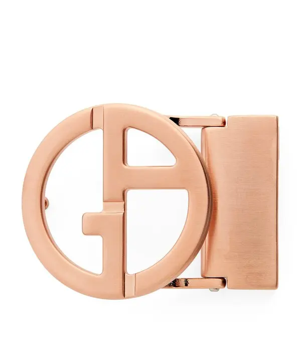 Giorgio Armani Satin Rose Gold-plated Ga Logo Belt Buckle - Yellow