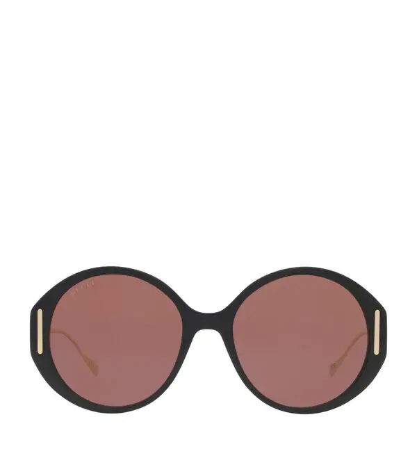 Gucci Acetate Gg1202s Round Frame Sunglasses - Black