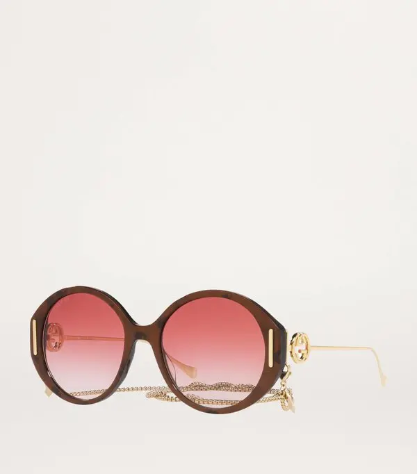 Gucci Acetate Gg1202s Round Frame Sunglasses - Brown