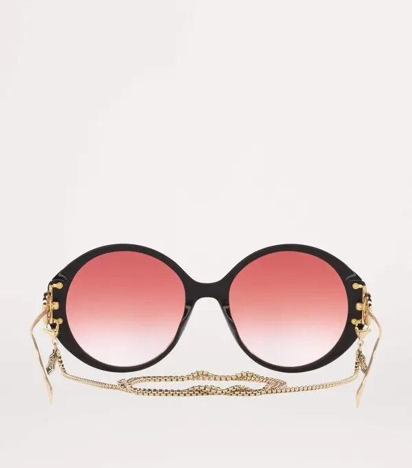 Gucci Acetate Gg1202s Round Frame Sunglasses - Brown