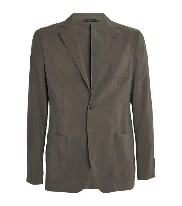 Giorgio Armani Silk-blend Upton Blazer - Grey