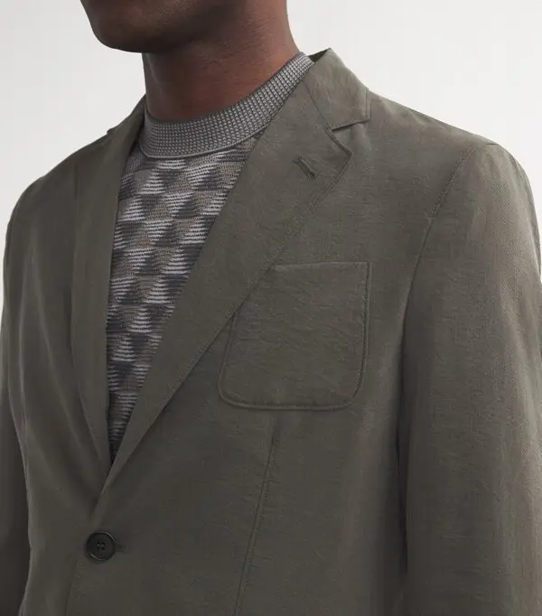 Giorgio Armani Silk-blend Upton Blazer - Grey