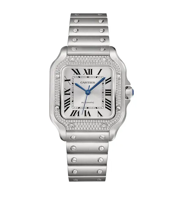 Cartier Medium Steel Santos De Watch - Gold