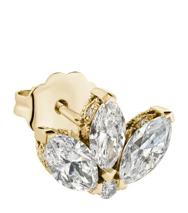 MARIA TASH Diamond And Lotus Single Stud Earring - Gold