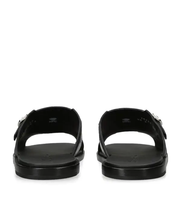 Santoni Crocodile Monk Sandals - Navy