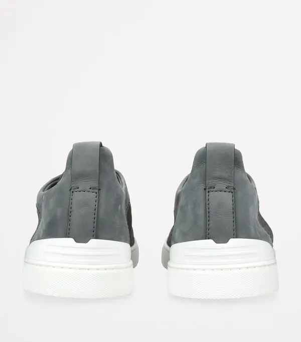 Zegna Crocodile Leather Triple Stitch Sneakers - Grey