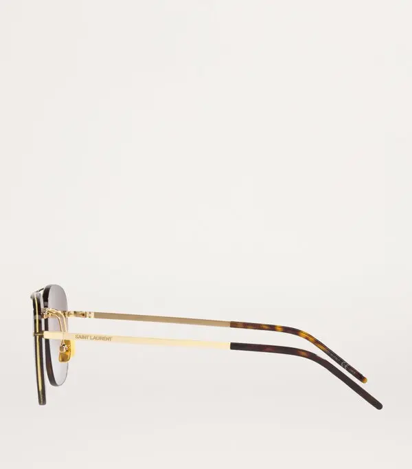Saint Laurent Aviator Metal Sunglasses - Gold