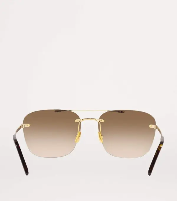 Saint Laurent Aviator Metal Sunglasses - Gold