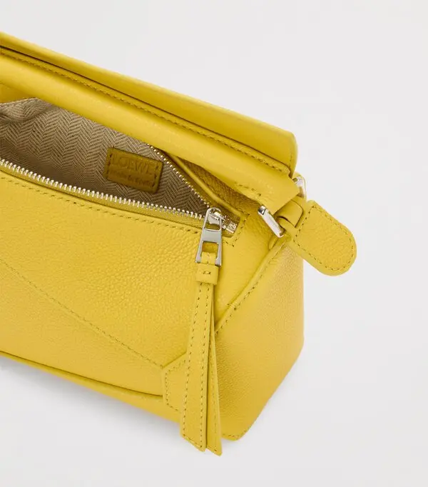 Loewe Mini Leather Puzzle Edge Top-handle Bag - Yellow