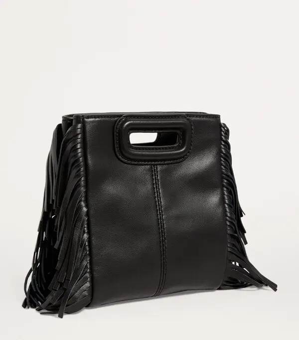 Maje Mini Leather 'm' Top-handle Bag - Black