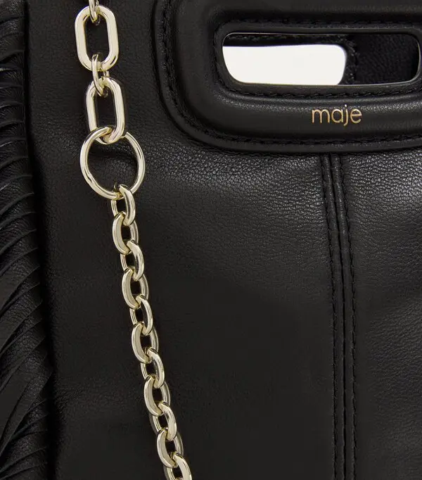 Maje Mini Leather 'm' Top-handle Bag - Black