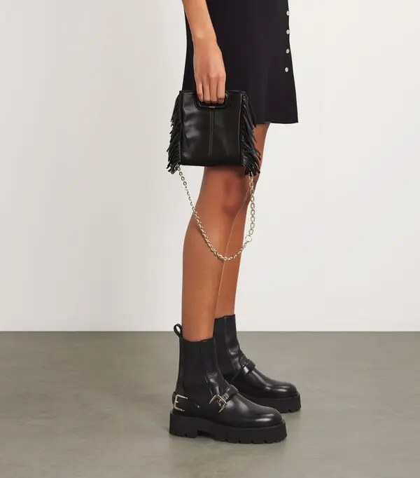 Maje Mini Leather 'm' Top-handle Bag - Black