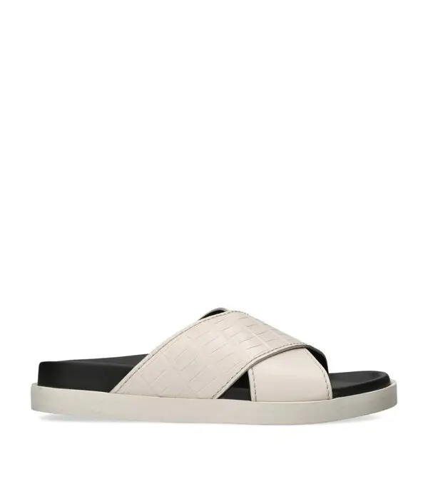 Zegna Panarea Crocodile Leather Slides - White
