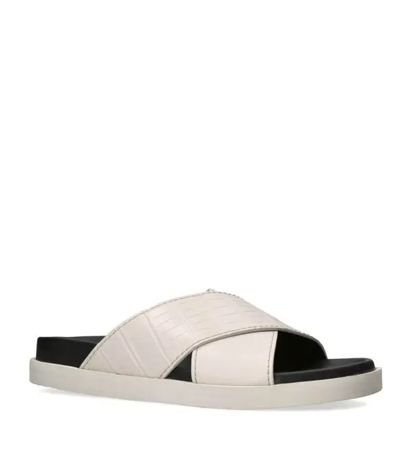 Zegna Panarea Crocodile Leather Slides - White