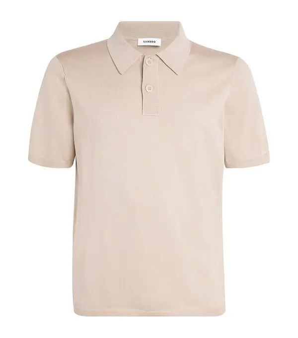Sandro Knitted Polo Shirt - Beige