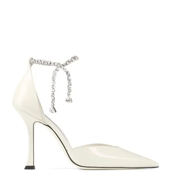 JIMMY CHOO Stevie 100 Patent Leather Pumps - White