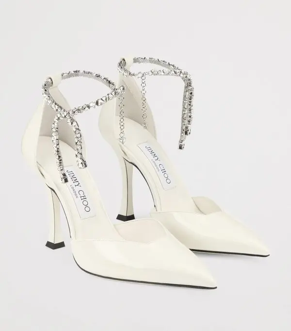 JIMMY CHOO Stevie 100 Patent Leather Pumps - White