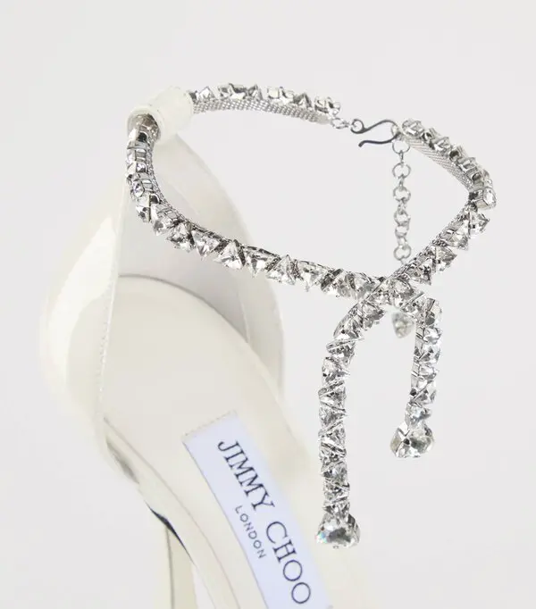 JIMMY CHOO Stevie 100 Patent Leather Pumps - White