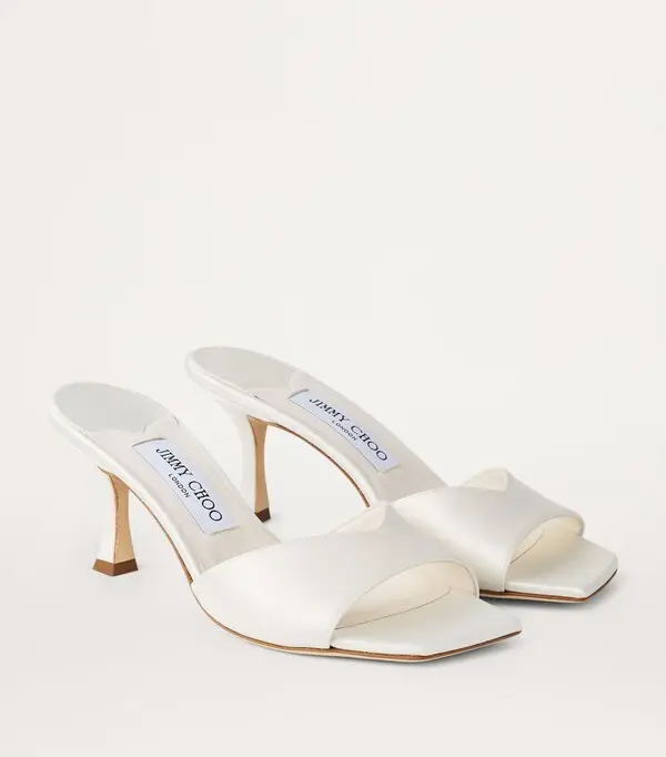 JIMMY CHOO Skye 70 Satin Mules - Ivory