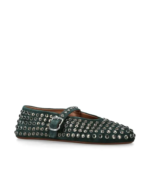 Alaïa Crystal-embellished Ballet Flats - Green