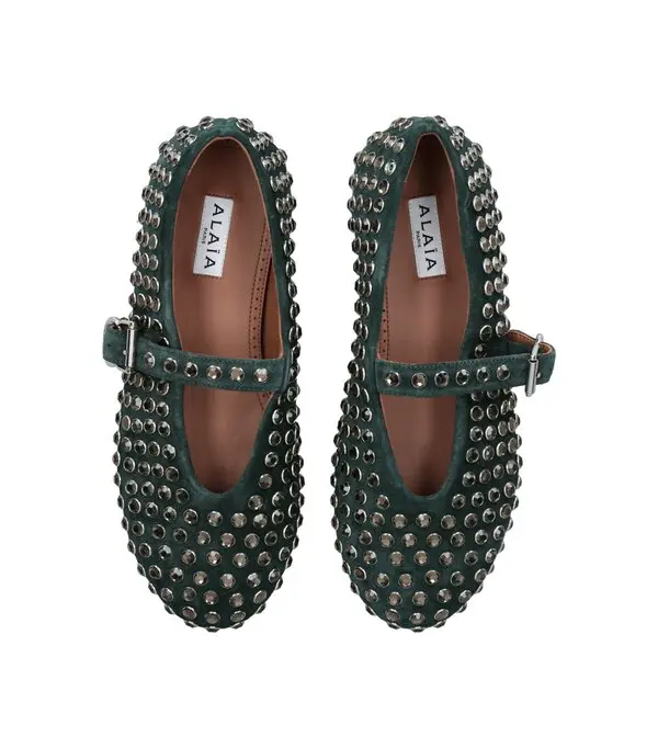 Alaïa Crystal-embellished Ballet Flats - Green