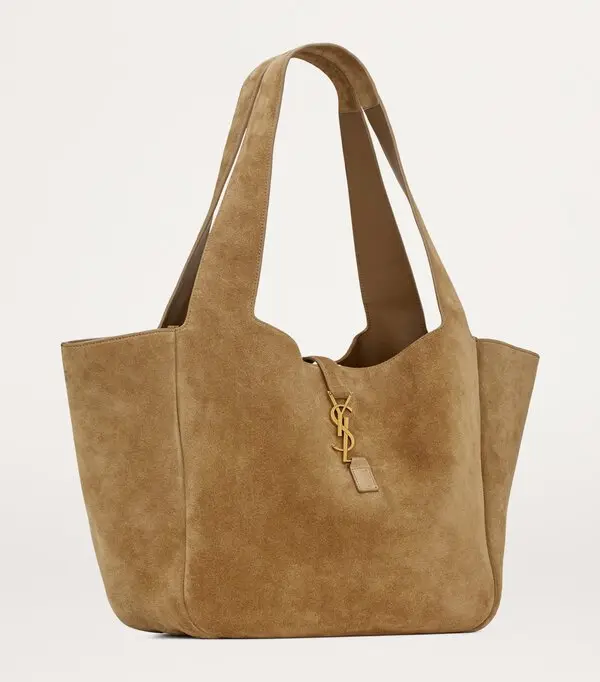 Saint Laurent Bea Suede Monogram Tote Bag - Green