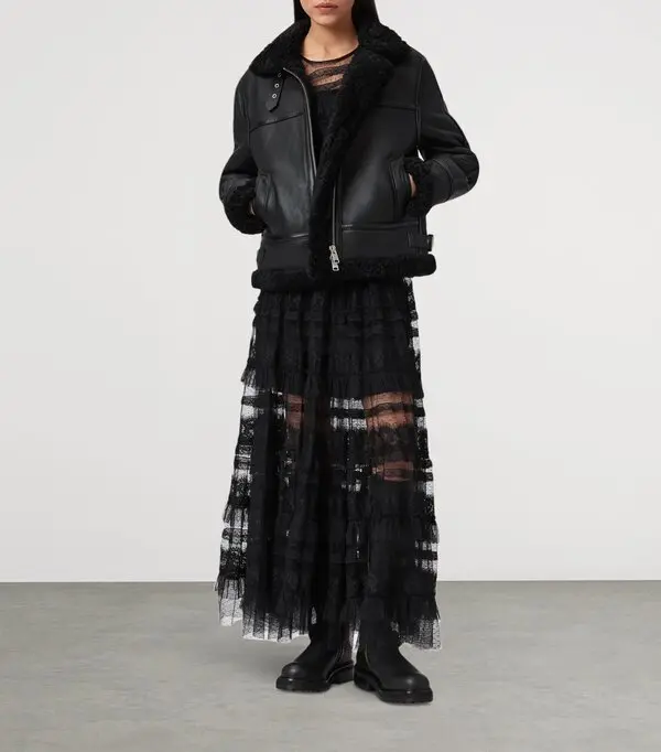 ALLSAINTS Lorel Shearling Flying Jacket - Black