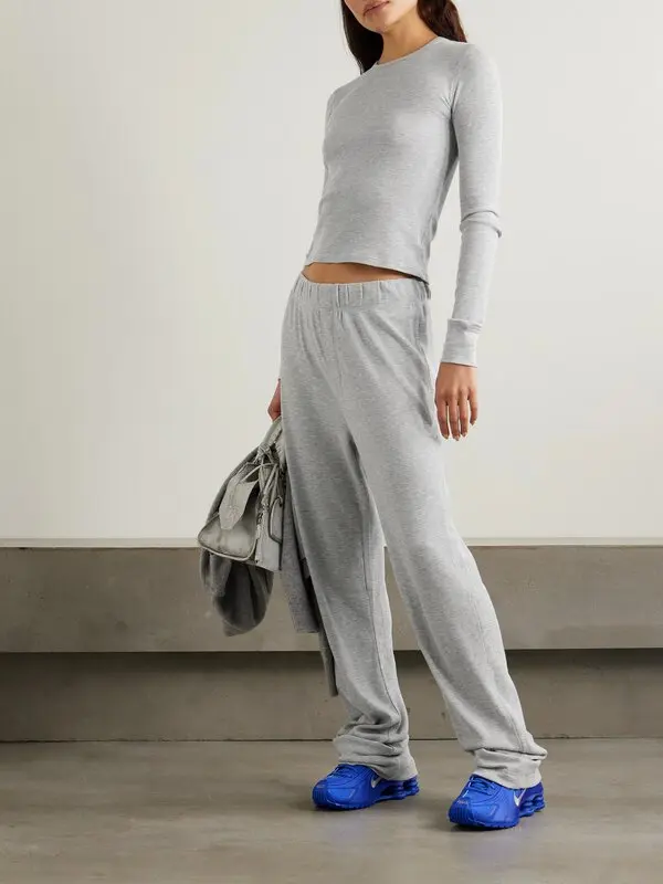 Eterne Waffle-knit Jersey Track Pants - Gray