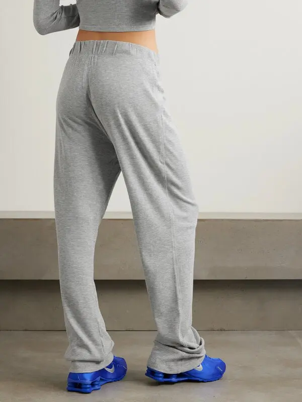 Eterne Waffle-knit Jersey Track Pants - Gray