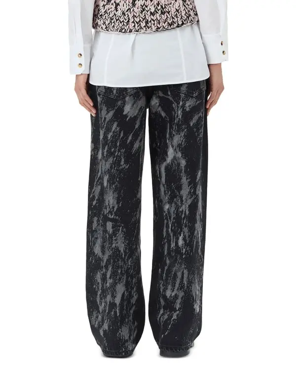 GANNI Izey Heavy Wide Leg Jeans - Washed Black