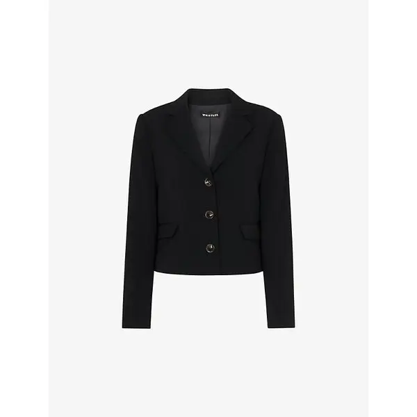 Whistles Single-breasted Cropped Crepe Blazer