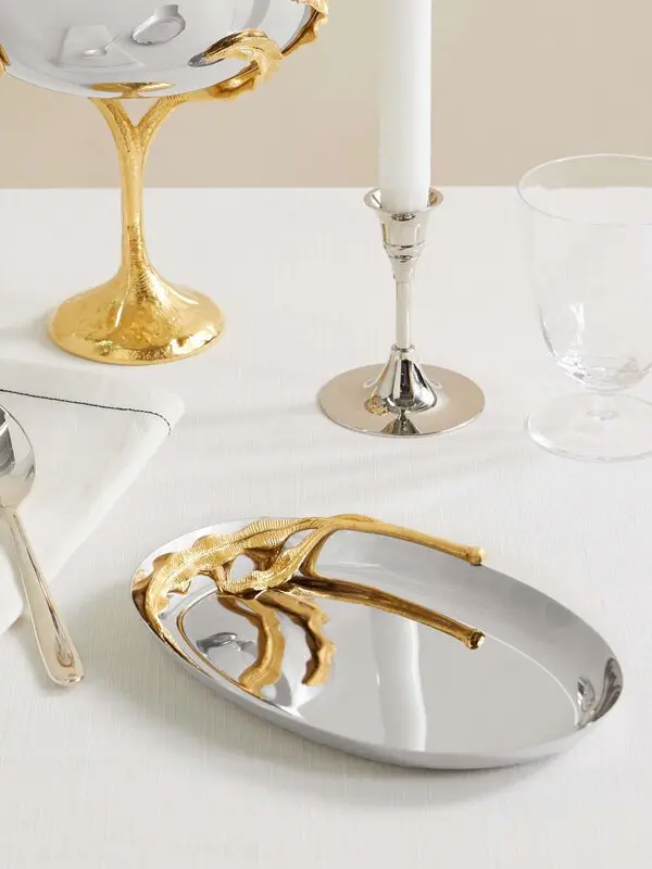 L'Objet Fern Small Gold-plated Stainless Steel Tray