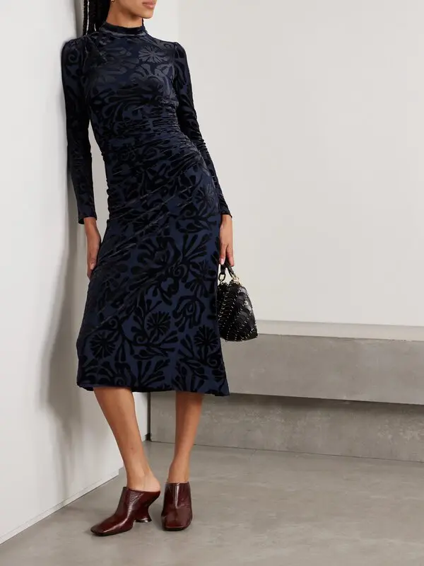 Sea Alia Devoré-velvet Midi Dress - Blue