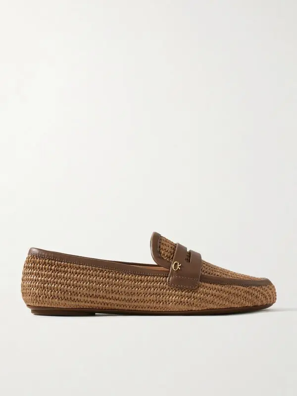 GIANVITO ROSSI Giorgia Raffia Loafers - Brown