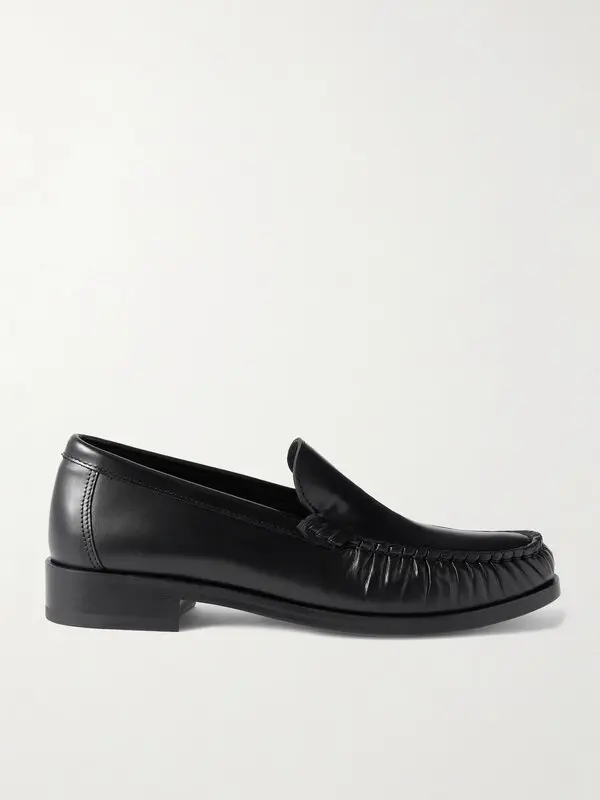 Legres 67 Ruched Leather Loafers - Black